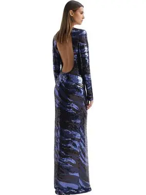 Halston Whitney Sequin Maxi Gown - Black/blue