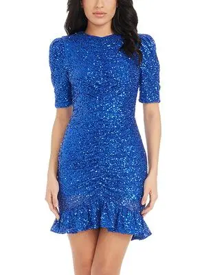 Dress The Population Sequined Mini Dress - Electric Blue
