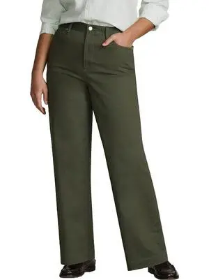 LANDS' END Lands' End Plus Size High Rise Wide Leg Chino Pants Forest Moss