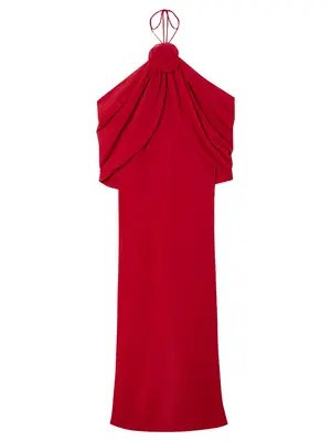 Magda Butrym Cold-shoulder Appliquéd Silk-blend Chiffon Maxi Dress - Red