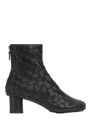 BOTTEGA  VENETA Intrecciato Leather Ankle Boots - Black
