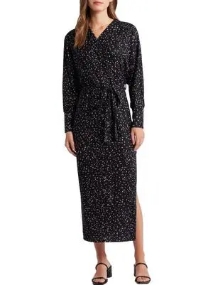 LOVEAPPELLA Loveappella Long Sleeve Wrap Dress