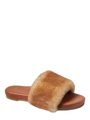 Beek Baza Genuine Shearling Slide Sandal - Honey Shearling / Tan
