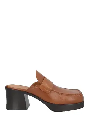 Marni Leather Mules With Block Heel - Brown
