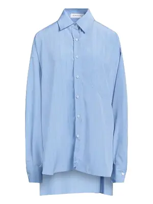 THE FRANKIE SHOP Striped Satin Oversized Shirt - Blue