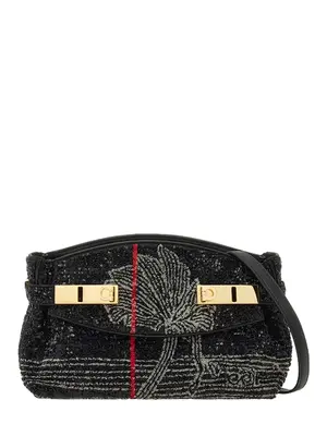 FERRAGAMO FERRAGAMO Hug Soft Crossbody Bag With Sequins Black
