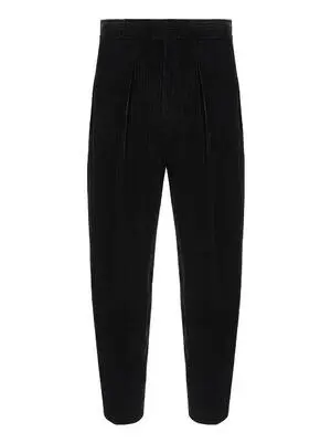 Giorgio Armani Velvet Pinstriped Trousers - Black