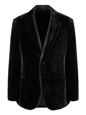 Giorgio Armani Giorgios Single-breasted Tuxedo Jacket In A Chevron Print Velvet - Black