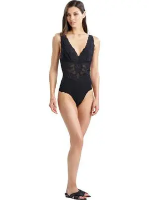 Natori Imagine Jersey Lace Bodysuit - Black