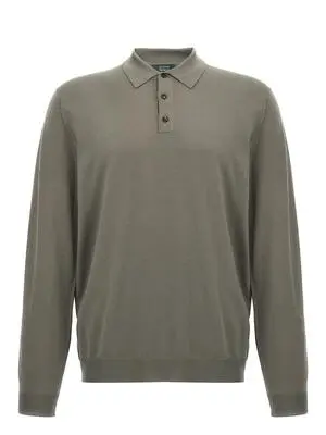 ZANONE Wool Polo Shirt - Green