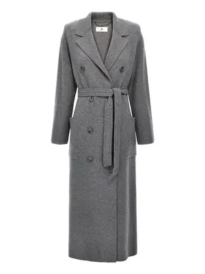 Elisabetta Franchi Double-breasted Knit Coat - Gray