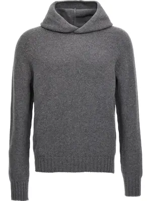 MA'RY'YA Wool Blend Hooded Sweater - Gray