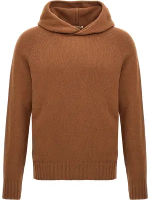 MA'RY'YA Wool Hooded Sweater - Brown