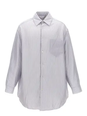 MAISON MARGIELA Striped Shirt Jacket - Light Blue