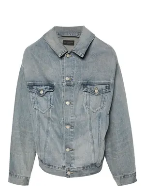 Balenciaga Off Shoulder Denim Jacket - Clear Blue