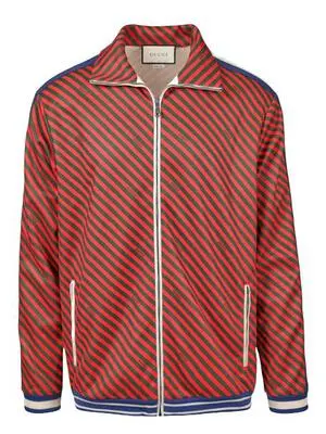 Gucci Diagonal Stripe Track Jacket - Red/green