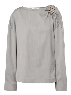 JACQUES WEI Embellished Wool Blouse - Grey