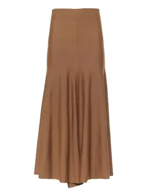 Khaite Mayu Knitted Wool Midi Skirt - Brown