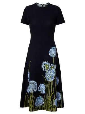 Oscar De La Renta Floral Jacquard Midi Dress - Multicoloured