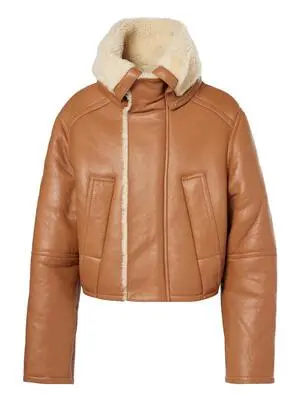 Victoria Beckham Shearling-lined Leather Coat - Brown