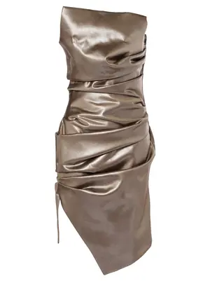MUGLER Ruched Bustier Dress - Metallic
