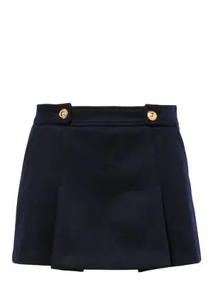 TOM FORD Pleated Wool And Cashmere Miniskirt - Blue