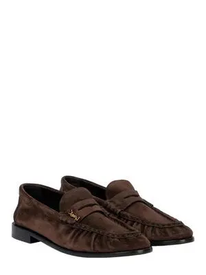 Saint Laurent Le Loafer Suede Penny Loafers - Brown