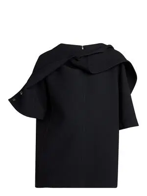 Bottega Veneta Light Double Wool Crepe Top - Nero