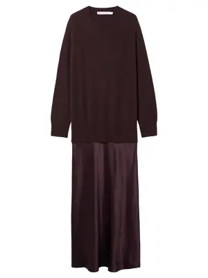 Christopher Esber Monument Cashmere And Silk-satin Maxi Dress - Brown