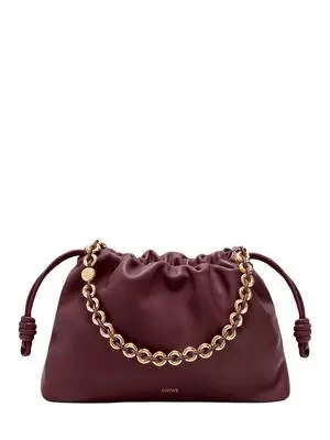 Loewe Large Leather Flamenco Purse Burgundy