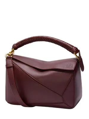 Loewe Small Leather Puzzle Edge Top-Handle Bag Burgundy