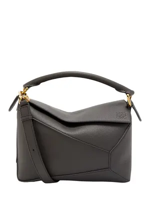 Loewe Small Leather Puzzle Edge Top-Handle Bag Grey