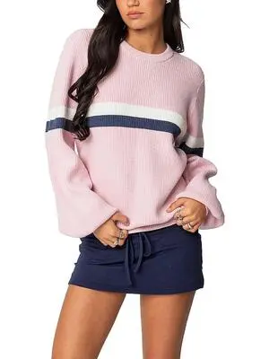 EDIKTED Striped Oversized Sweater - Pink