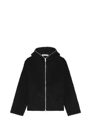 Our Legacy Full Zip Hood - Black Hairy Wool
