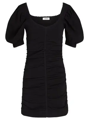 Sandro Ruched Stretch-knit Mini Dress - Black