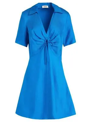 SANDRO Sandro Bow-Detailed Ruched Twill Mini Dress