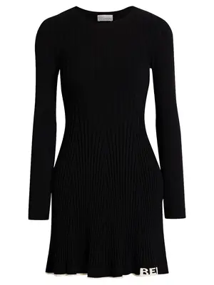 Red Valentino Ribbed-knit Mini Dress - Black