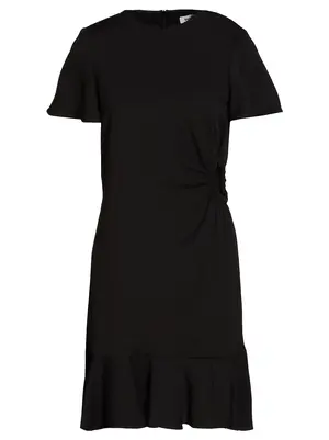 Sandro Gathered Cutout Grain De Poudre Mini Dress - Black