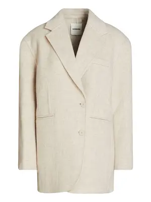 Sandro Wool-blend Felt Blazer - Beige