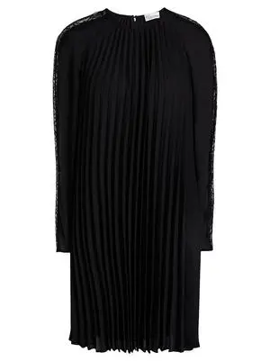 Red Valentino Lace-trimmed Pleated Crepe Mini Dress - Black