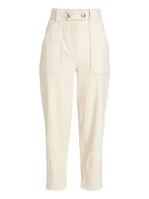 Veronica Beard Atala Cropped Tapered Pants - Ecru