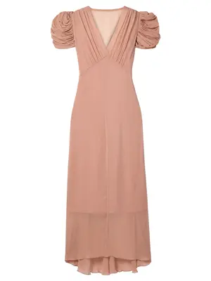 Zimmermann Eden Asymmetric Gathered Silk-georgette Dress - Neutrals