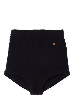 Chloé Knitted Wool And Cashmere-blend Shorts - Blue