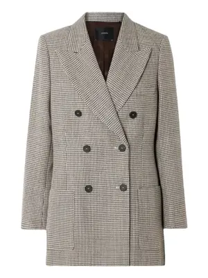 JOSEPH Leandre Double-breasted Houndstooth Blazer - Gray