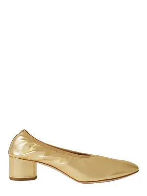 AeydĒ Gemma Metallic Leather Pumps - Gold