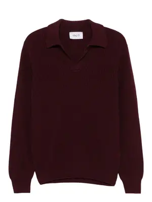 D4.0 Virgin Wool Polo Sweater - Red