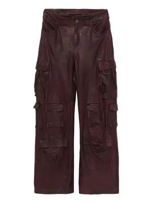 SALVATORE SANTORO Leather Cargo Pants - Red