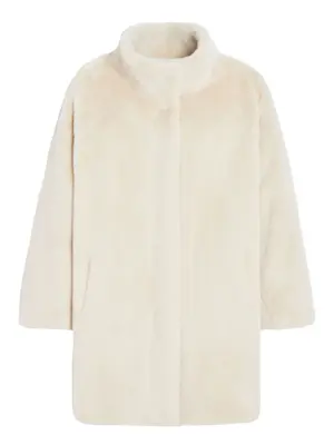 Apparis-Apparis High-Neck Faux Fur Coat
