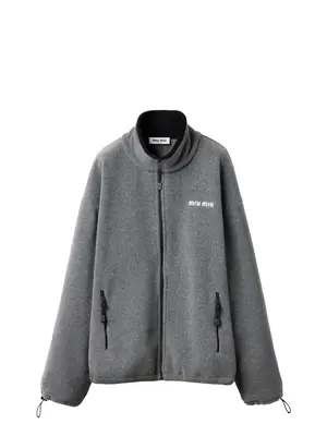 Miu Miu Logo-embroidered Fleece Sweatshirt - Grey