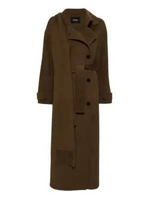 Goen.j Double-faced One-side Muffler Coat - Brown
